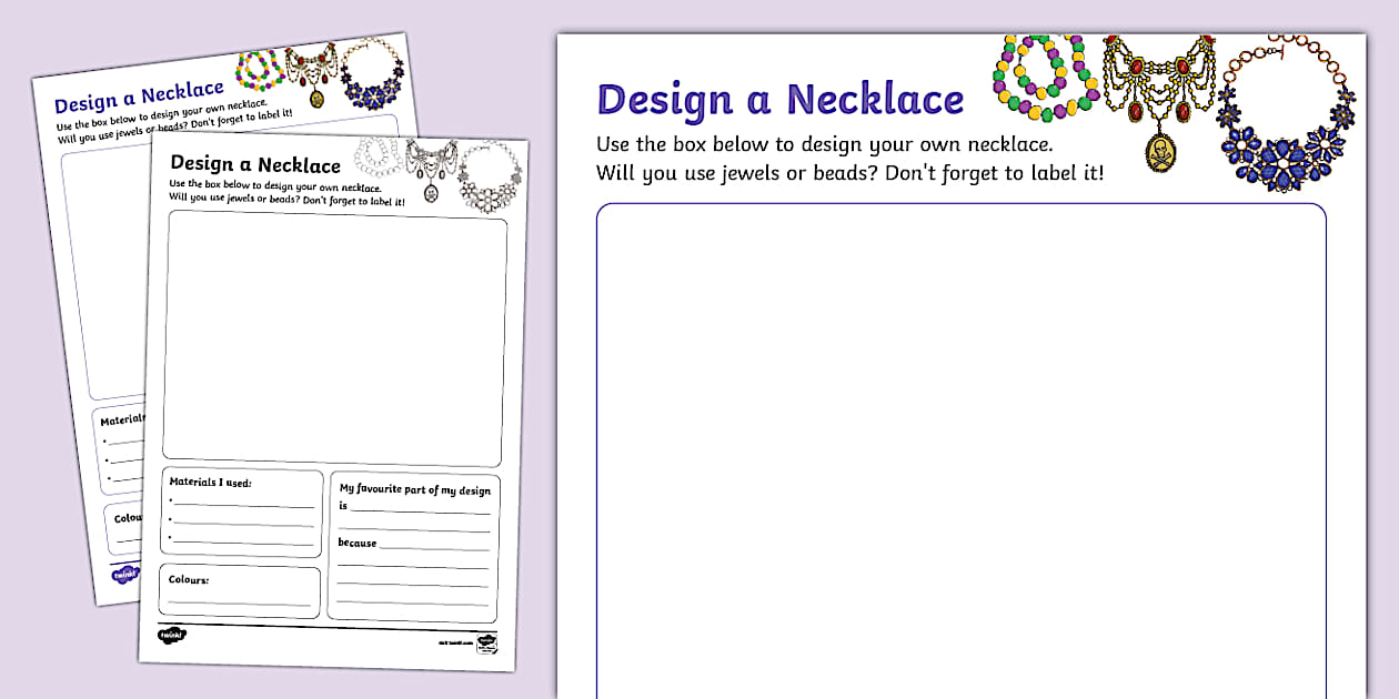 Design a Necklace Worksheet (teacher made) - Twinkl