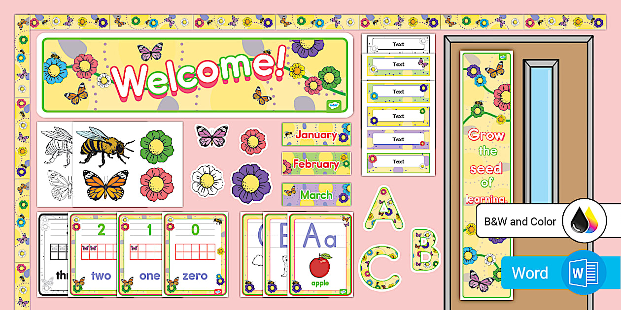 Colorful Flower Themed Classroom Decor Pack | Twinkl USA