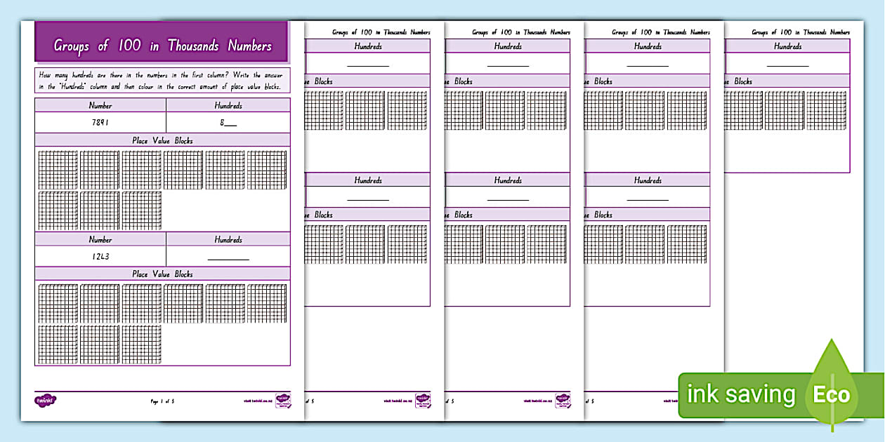 Stage 6 Groups of 100 in Thousands Numbers (teacher made)