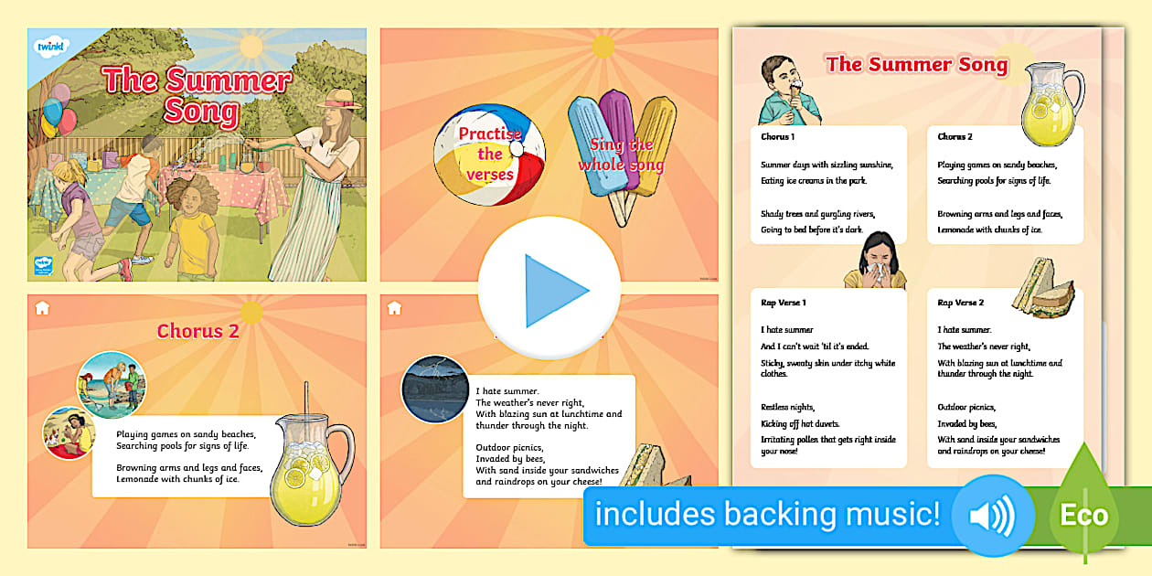 👉 KS2 summer song to celebrate the season and explore activities.