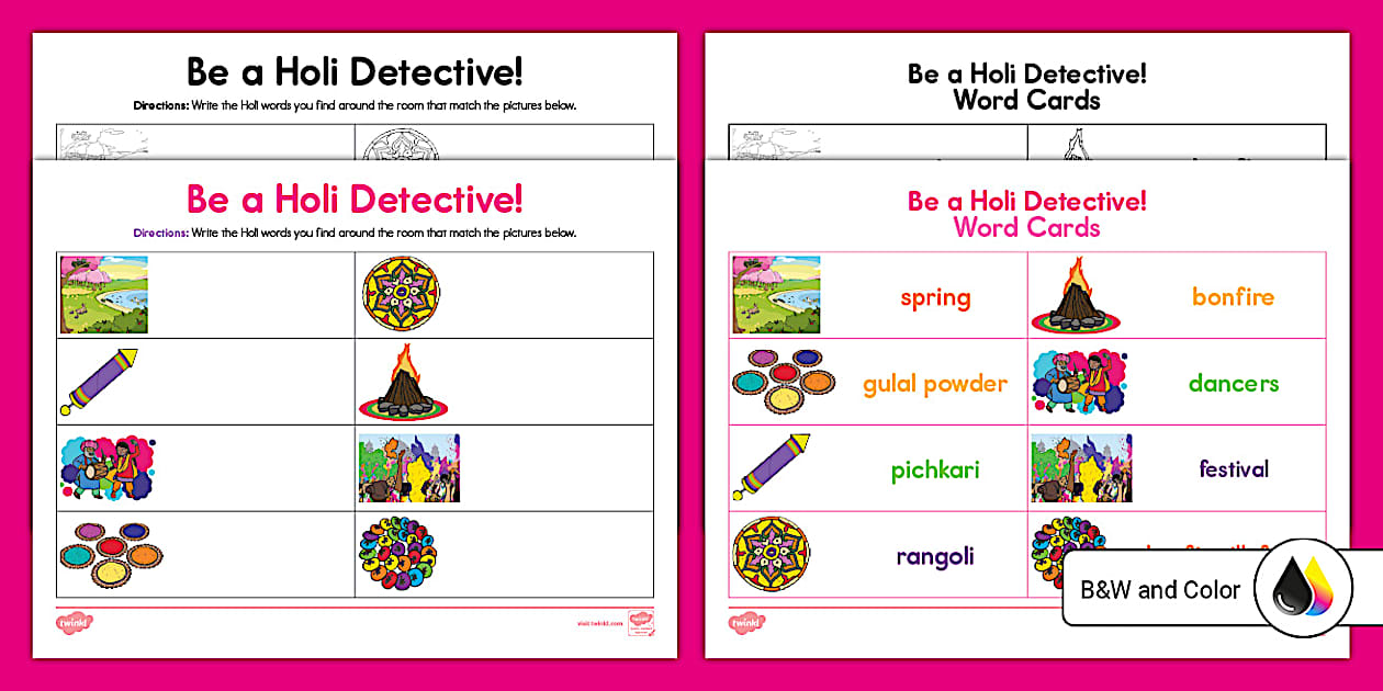 Holi Read and Write the Room Worksheet (teacher made)