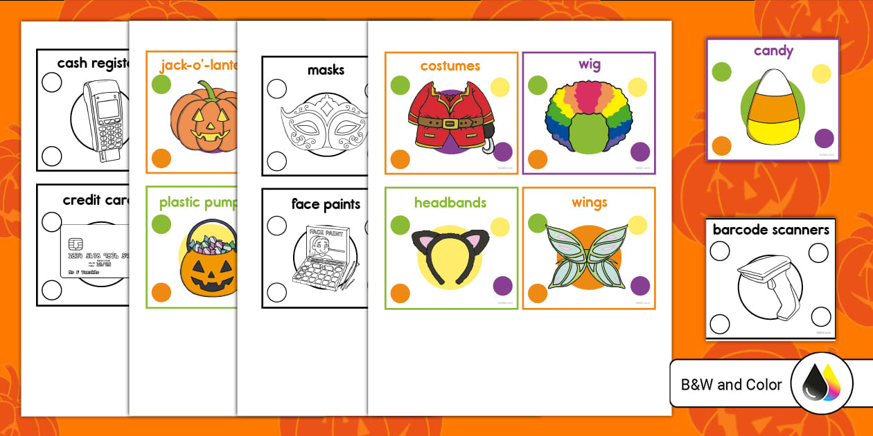 Halloween Costume Shop Dramatic Play Labels - Twinkl