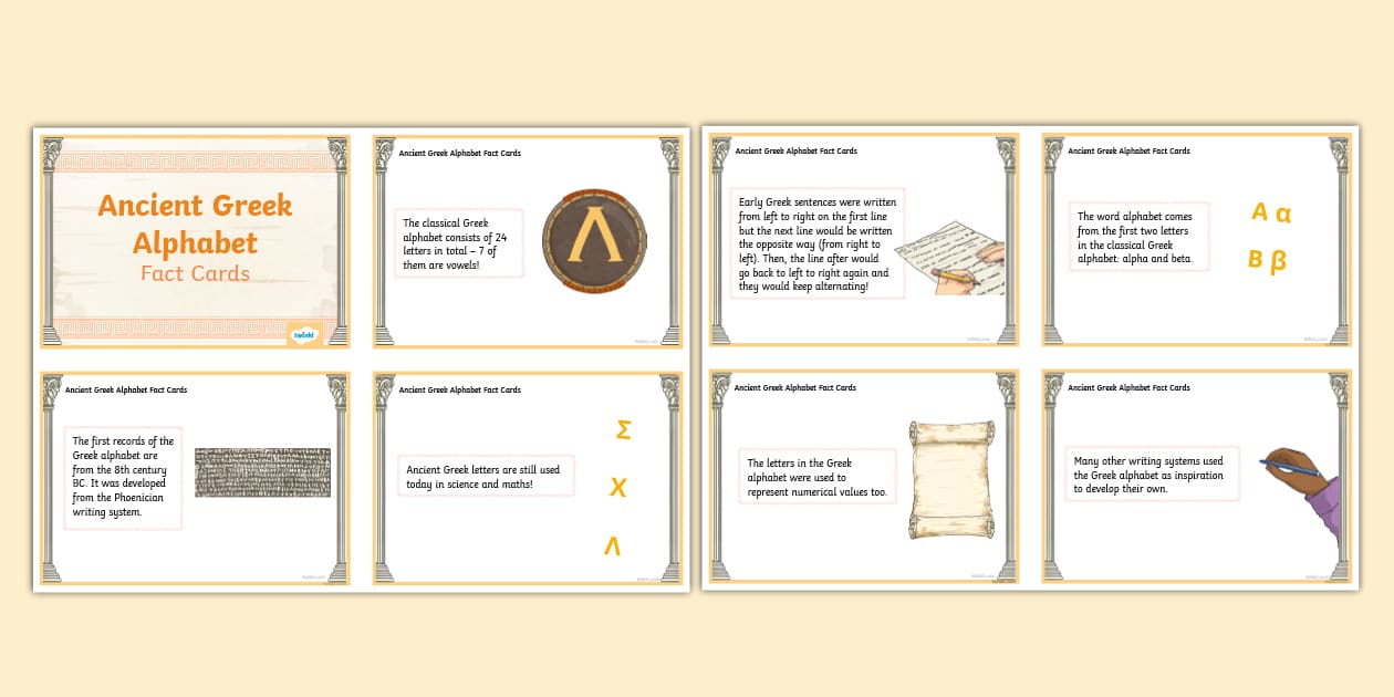 Ancient Greek Alphabet Fact Cards (teacher made) - Twinkl