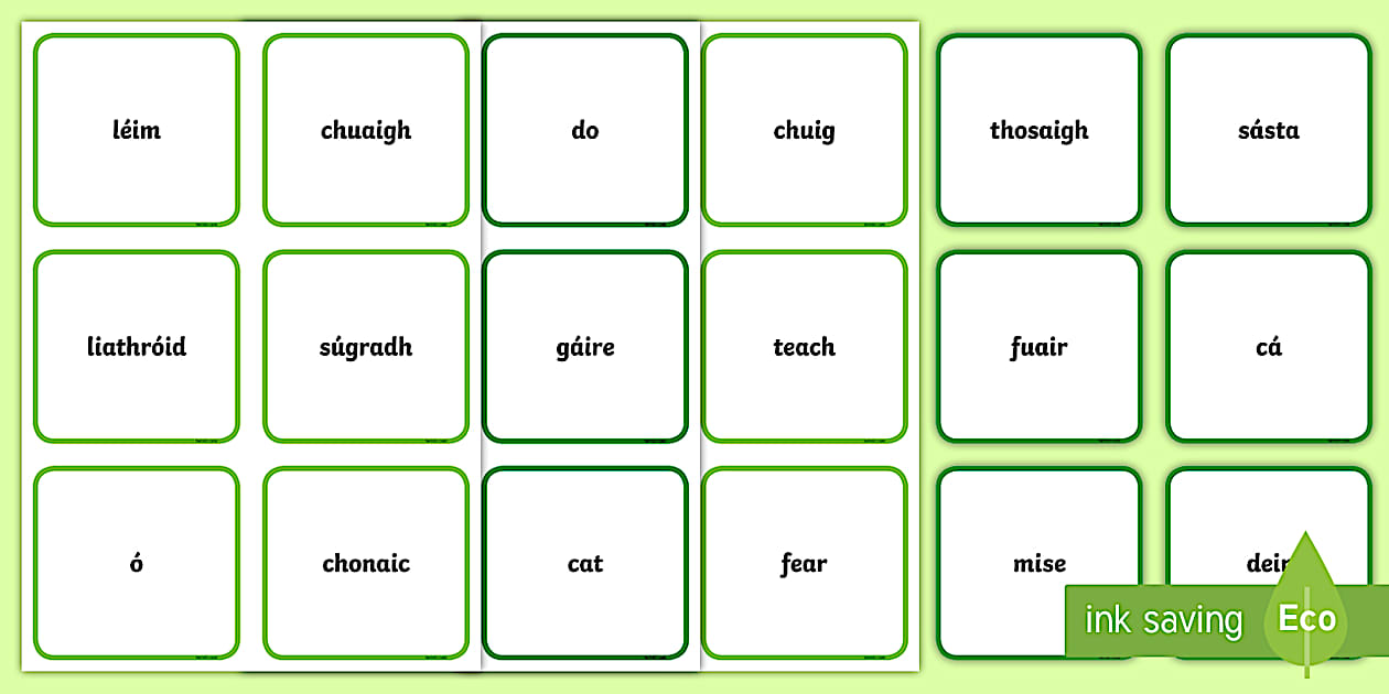 High Frequency Irish Words (41-80) Flashcards Gaeilge