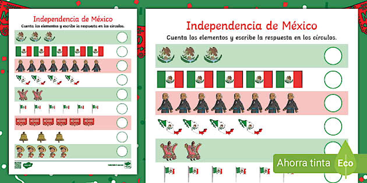 Independencia de México - conteo de elementos - Twinkl