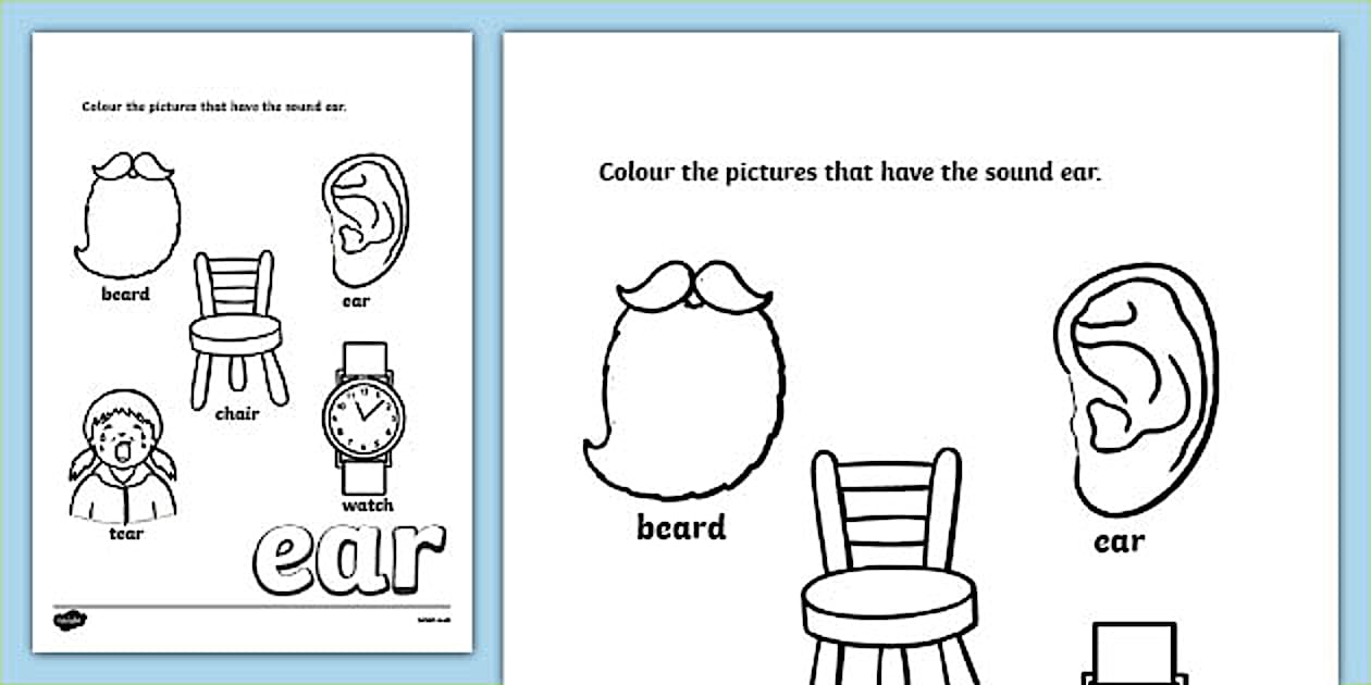 ‘ear’ Trigraph Colouring Sheet – Phase 3 Resource - Phonics