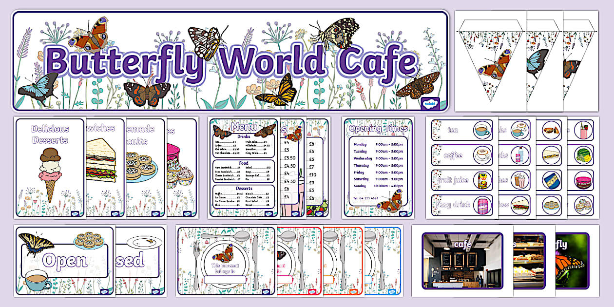 Butterfly World Café Role Play Pack, role play, roleplay, role-play ...