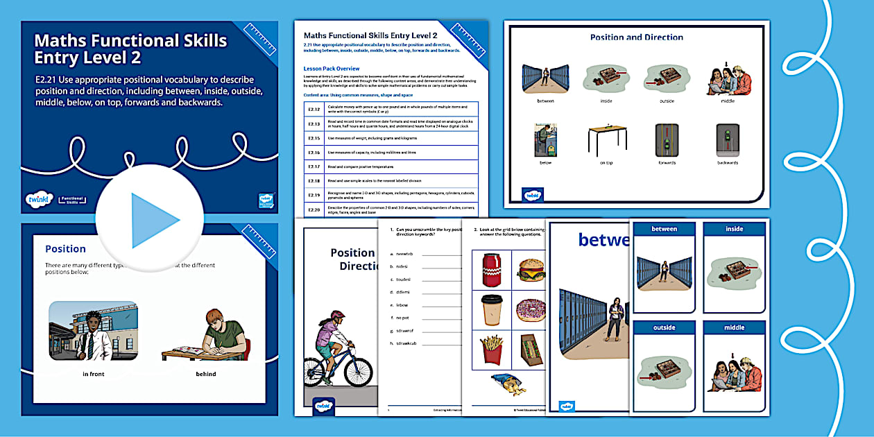 Maths Functional Skills Entry Level: 2.21 Use Appropriate Positional