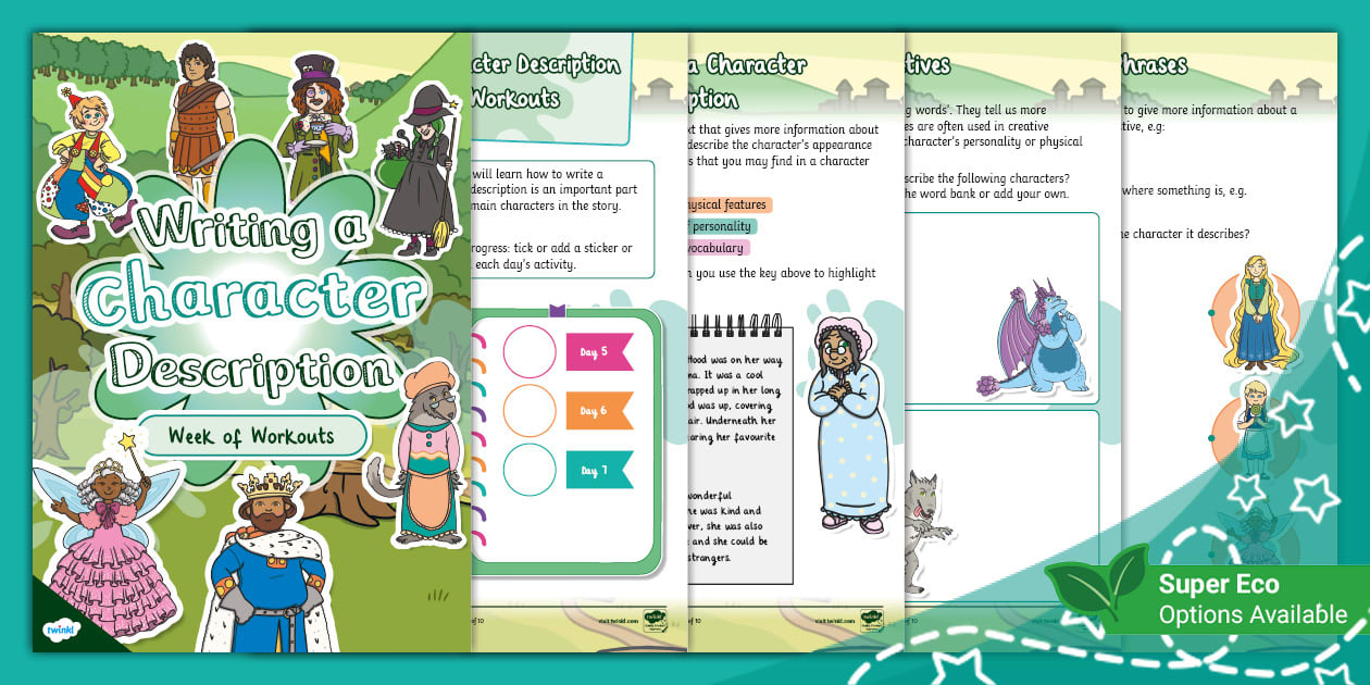 Writing a Character Description Week of Workouts (Ages 5 - 7)