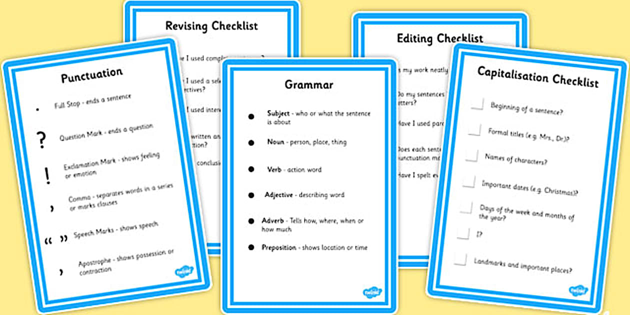 SPaG Writing Checklists | Proofreading Checklist - Twinkl