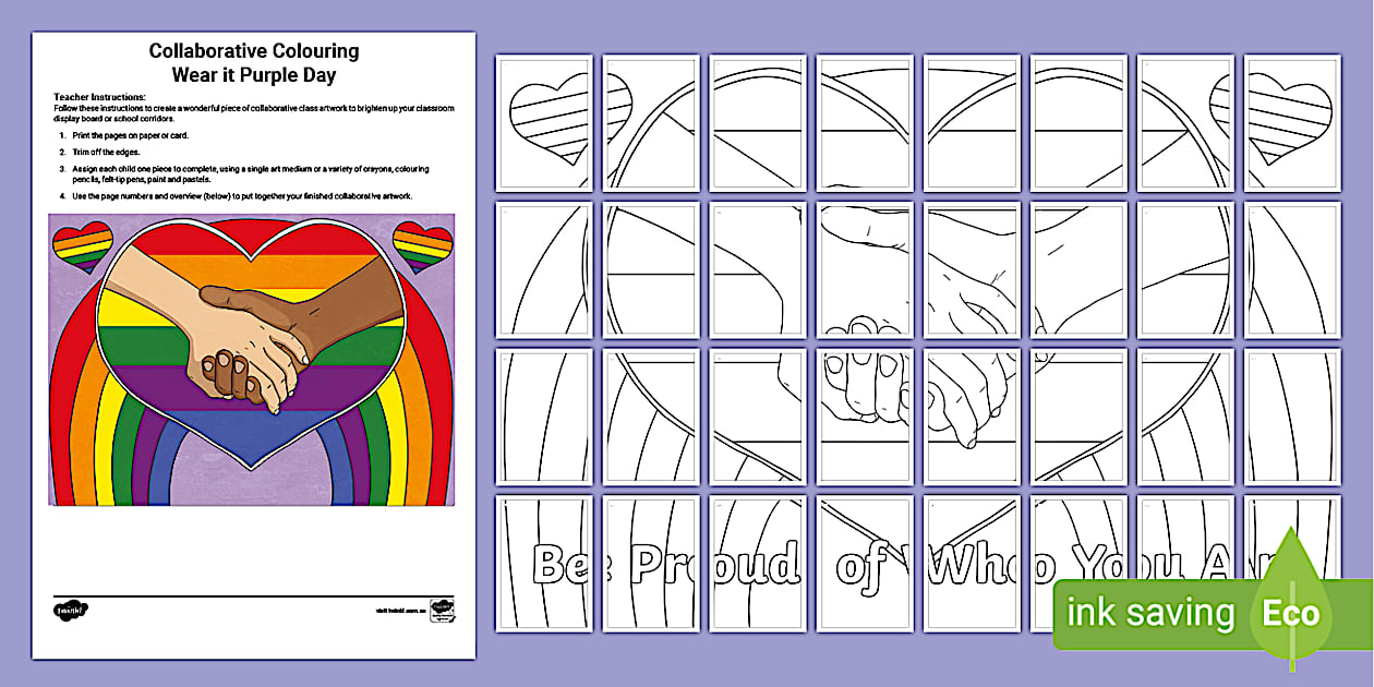 Wear it Purple Day - Be Proud Collaborative Colouring