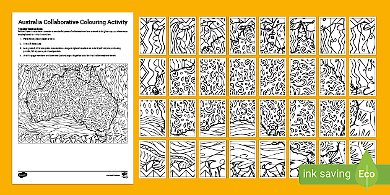 Editable Australia Collaborative Colouring Activity Pack