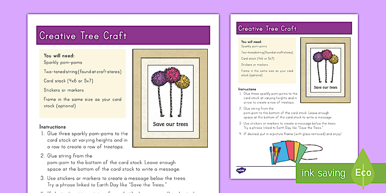 Creative Tree Picture Craft (teacher made) - Twinkl