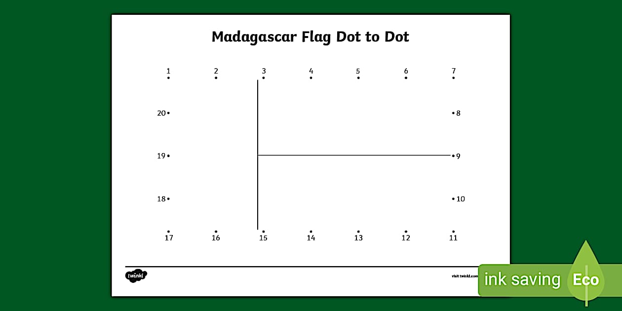 Madagascar Flag Dot to Dot Worksheet - Flags | Twinkl