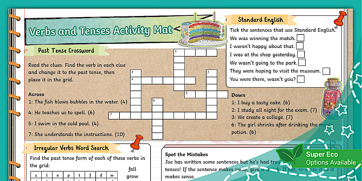 Verbs and Tenses Activity Mat (Ages 7 - 9)