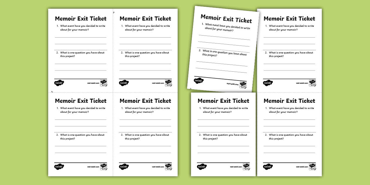 Memoir Exit Ticket for 6th-8th Grade (teacher made) - Twinkl