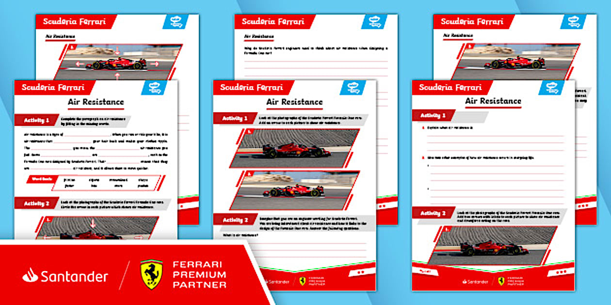 FREE! - Scuderia Ferrari F1: Air Resistance Activities for 3rd-5th Grade