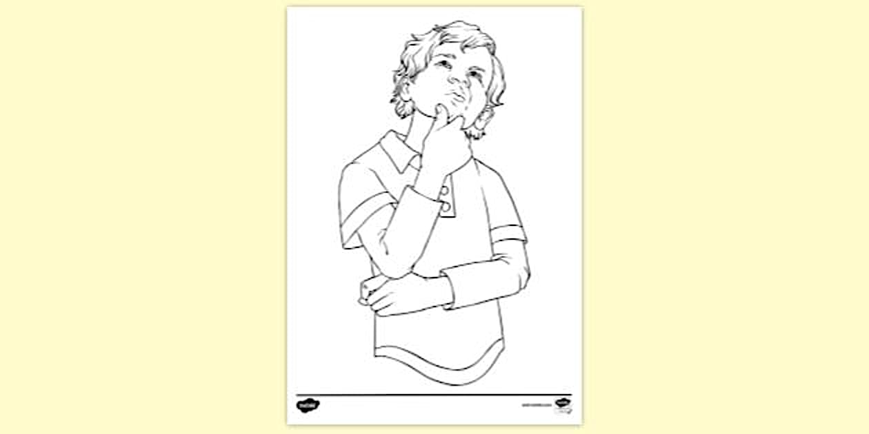 Thinking Face Colouring Sheet (teacher made) - Twinkl