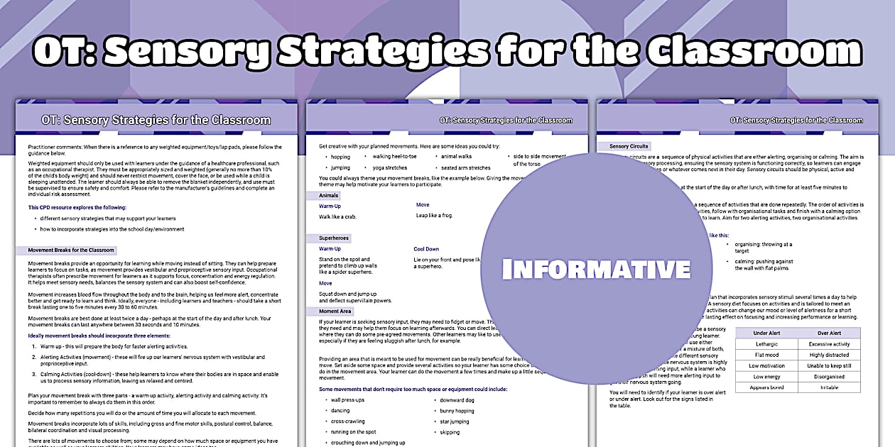 OT: Sensory Strategies for the Classroom