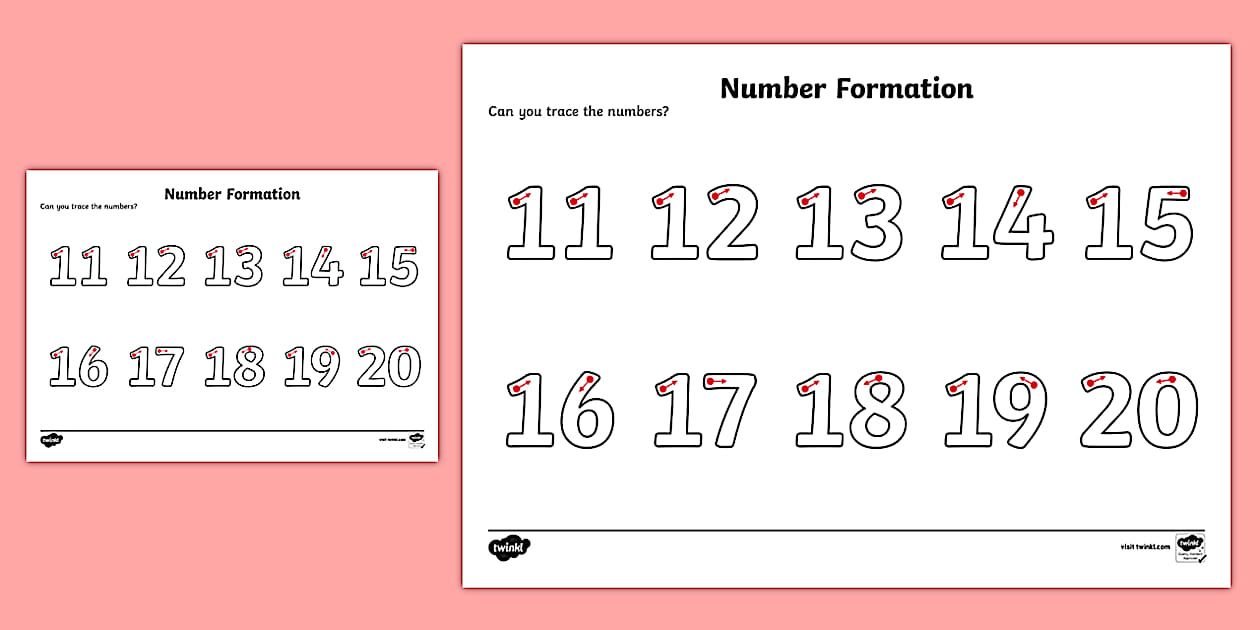 Number Formation 11-20 Worksheet / Worksheet (teacher made)