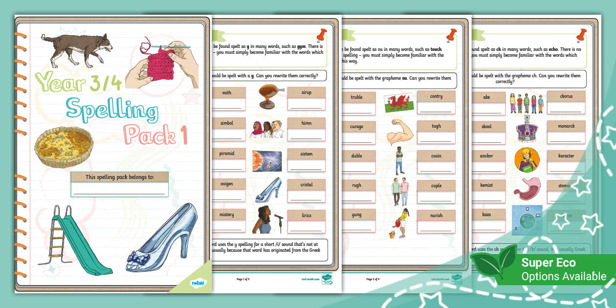 Year 3/4 Spellings: Pack 1