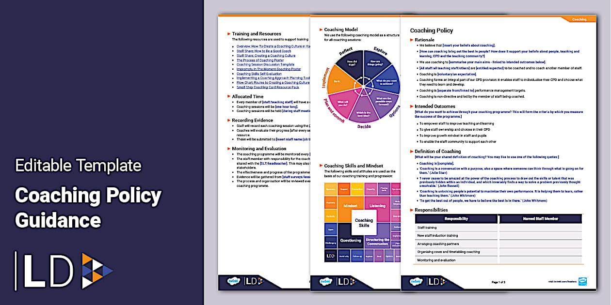 Coaching Policy Guidance - Editable Template - CPD - SLT
