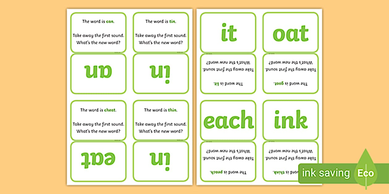 QLD Initial Phoneme Deletion Script Cards Set 1 - Twinkl