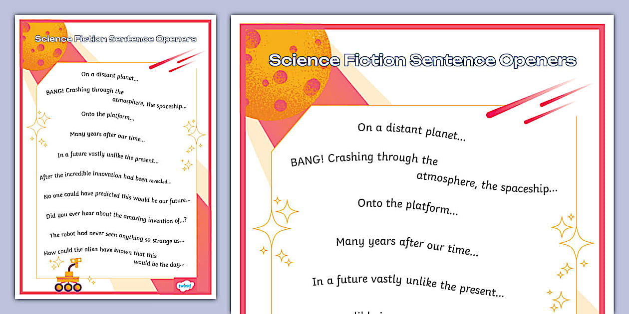 Space-Themed Science Fiction Sentence Openers Display Poster