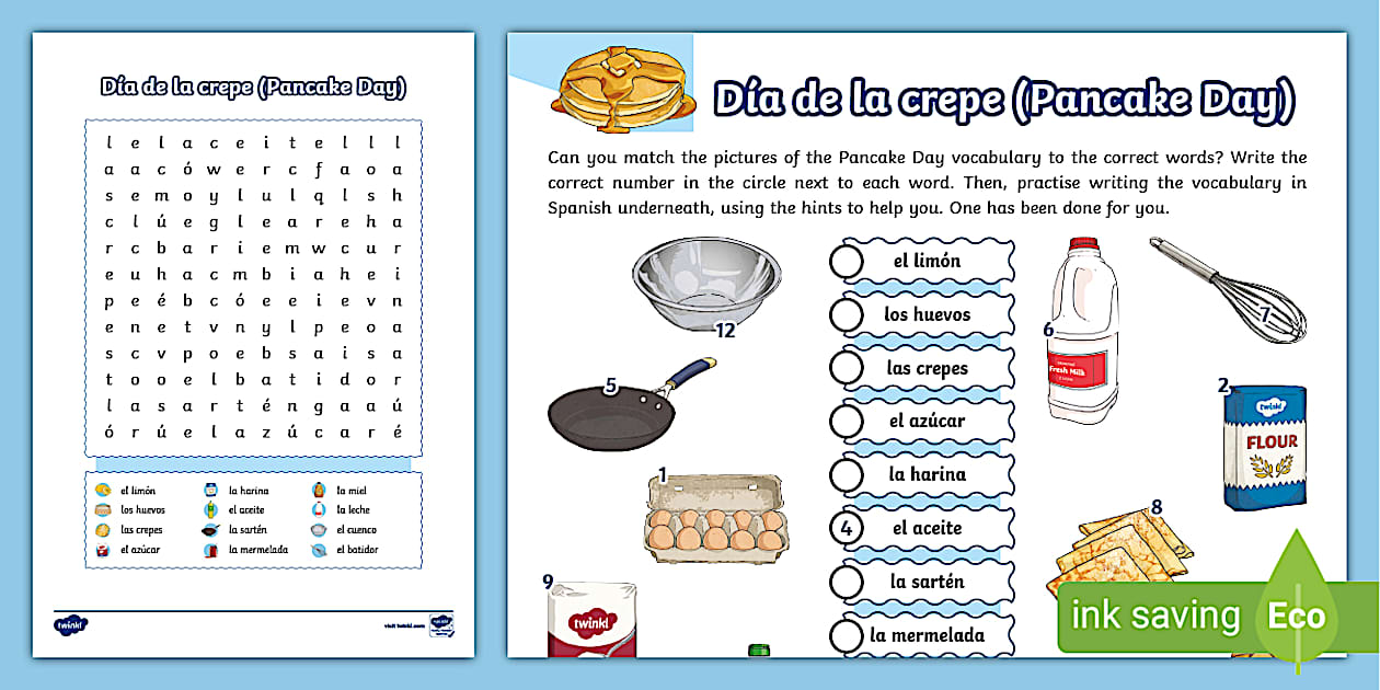 👉 Spanish: Pancake Day Activity Sheets - Pancakes in Spanish