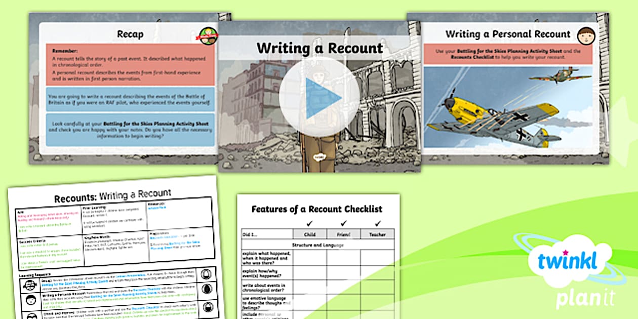 World War II: The Battle of Britain: Recounts 2 Y5 Lesson Pack
