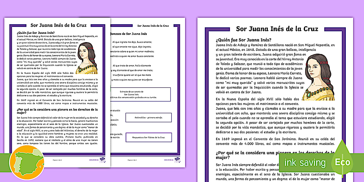 Hoja informativa: Sor Juana Inés de la Cruz y sus poemas