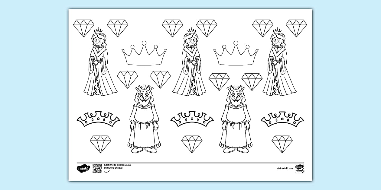 Kings and Queens Doodle Colouring Page (creat de profesori)