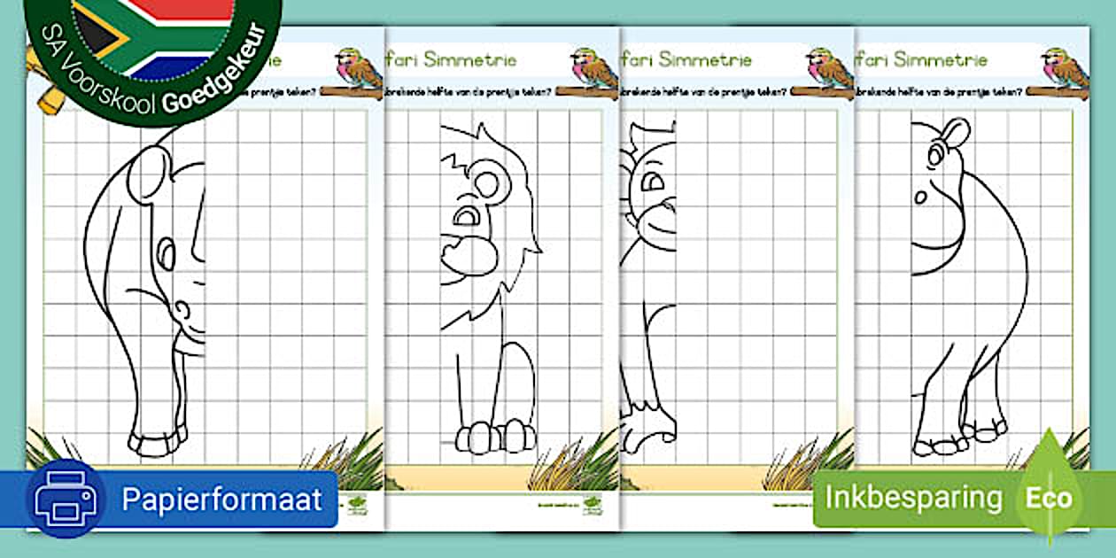 Ons Gaan Op Safari: Simmetrie Aktiwiteitsbladsye - Twinkl