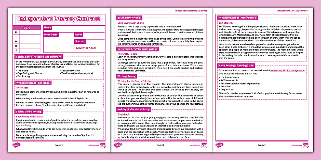 L4 November 2023 Journal Independent Learning Contract