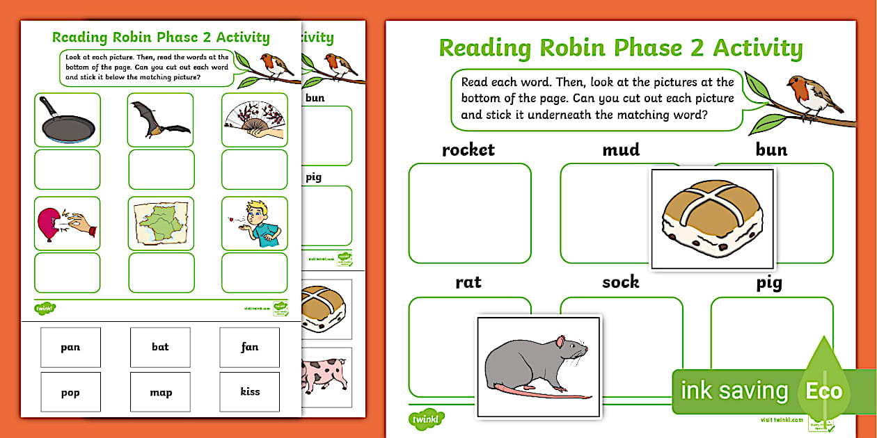 Cut and Stick Phonics Phase 2 CVC Word Activity - Twinkl