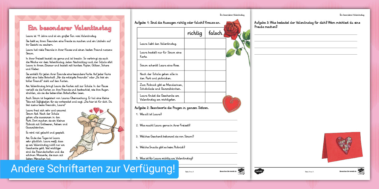 Valentinstag - Leseverstehen (Teacher-Made) - Twinkl