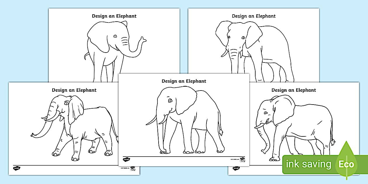 Elephant Outline Drawing | Elephant template to print