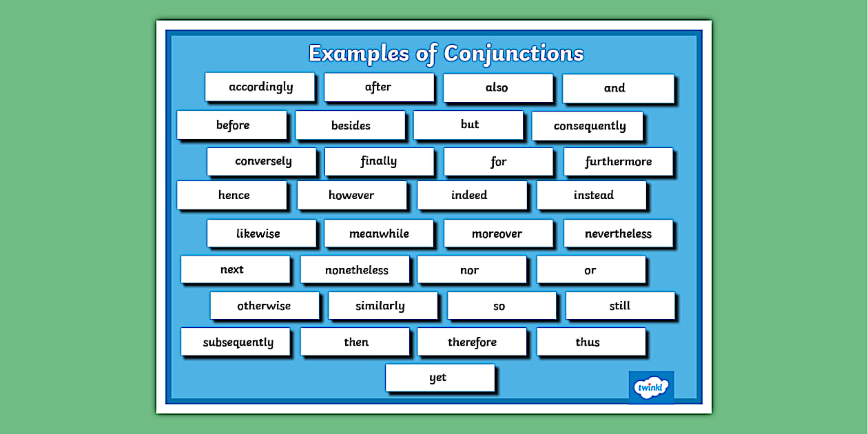 Examples of Conjunctions Word Mat (professor feito) - Twinkl
