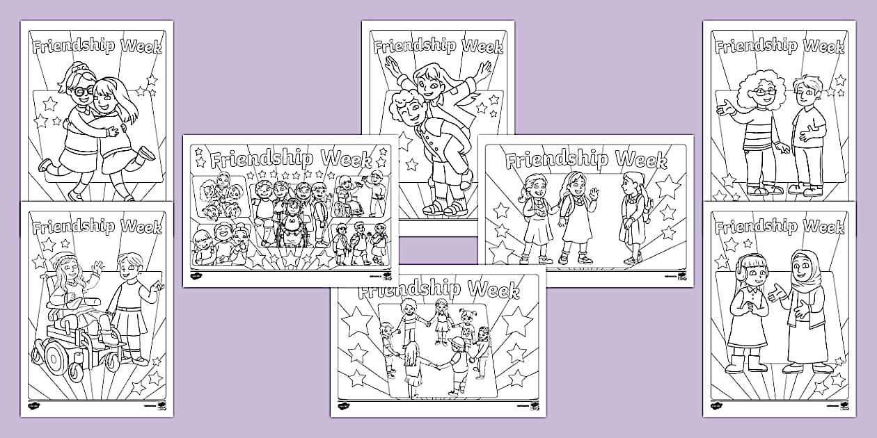 Friendship Week Colouring Sheets (teacher made) - Twinkl