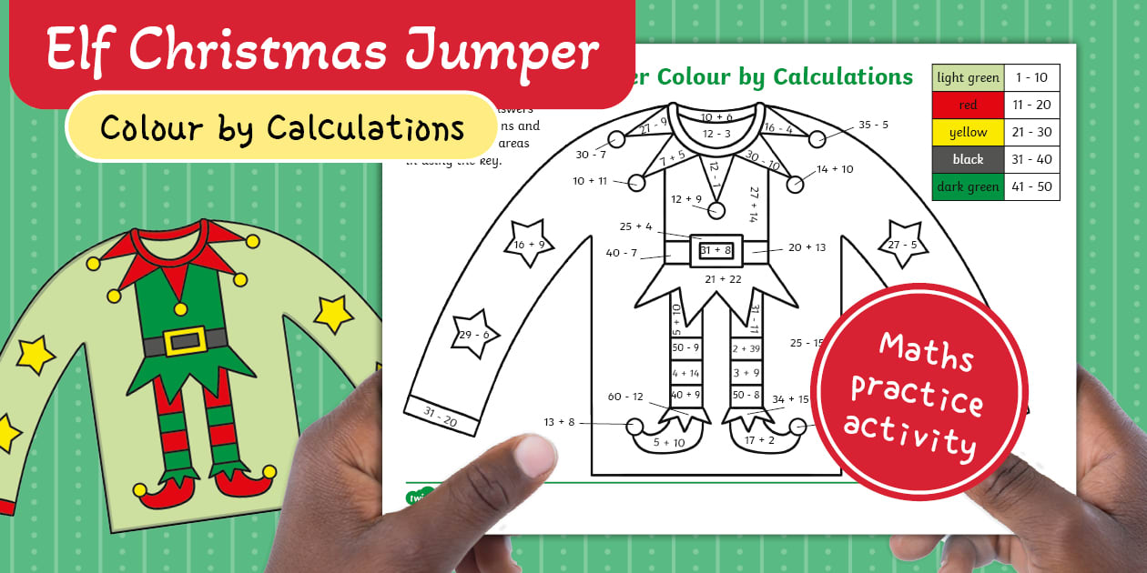 Elf Christmas Jumper Colour by Calculations