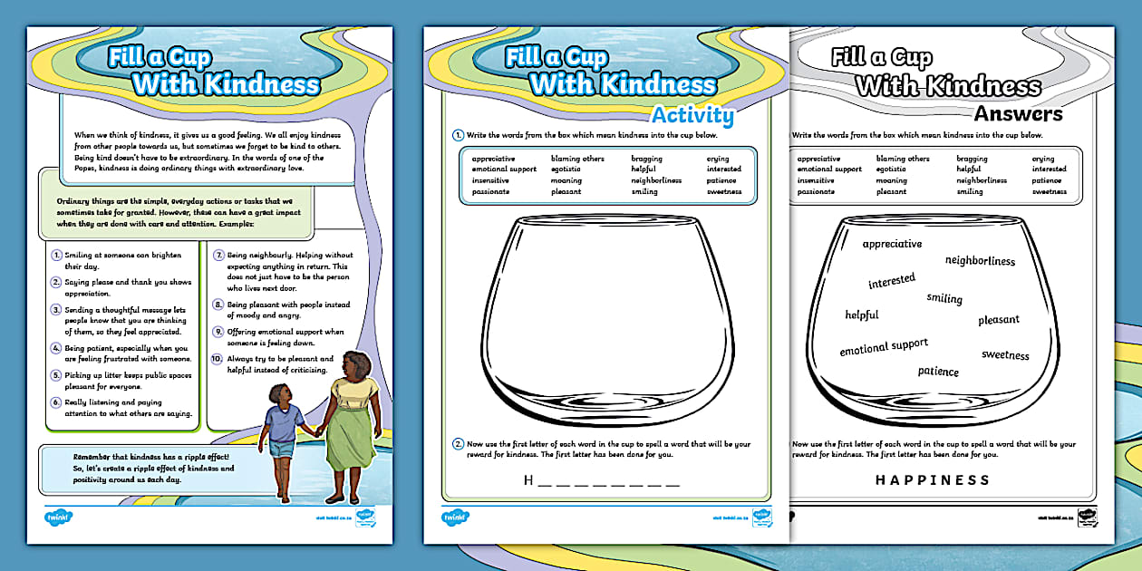 Fill a Cup with Kindness – Activity Sheet - Twinkl