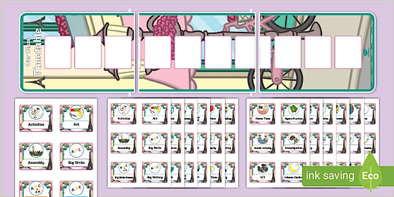 French Parisian Timetable with Cards (Teacher-Made) - Twinkl