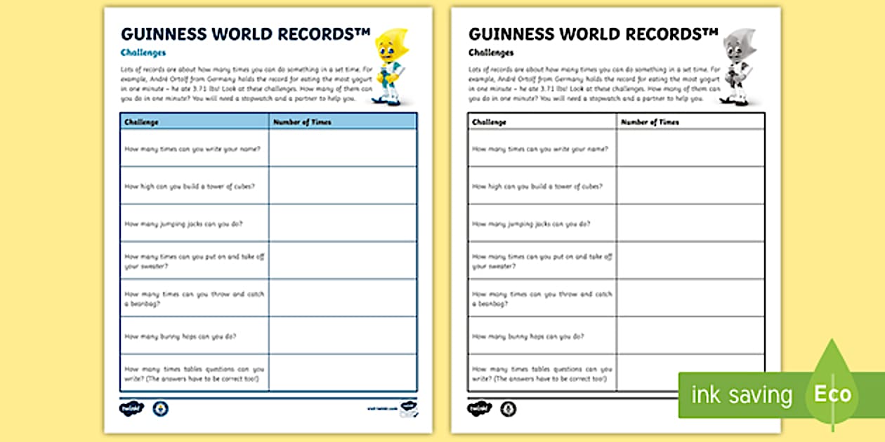 FREE! - Guinness World Records Classroom Challenges - Twinkl