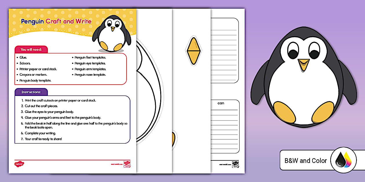 Penguin Craft and Write Activity (teacher made) - Twinkl
