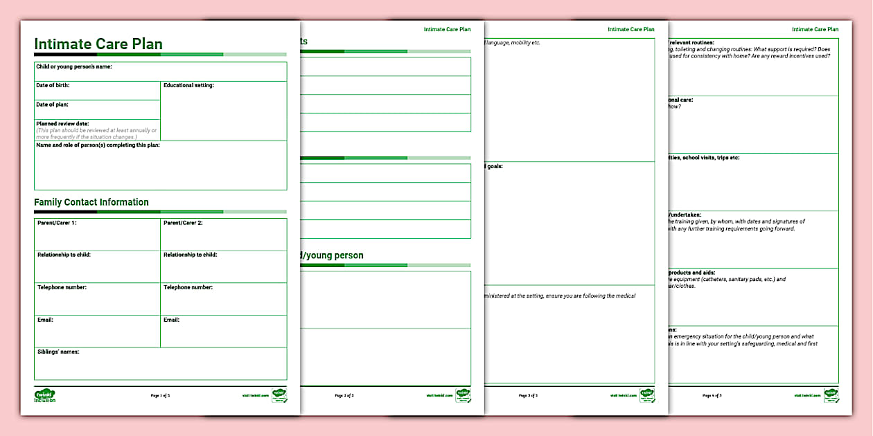 SEND: Intimate Care Plan (teacher made) - Twinkl