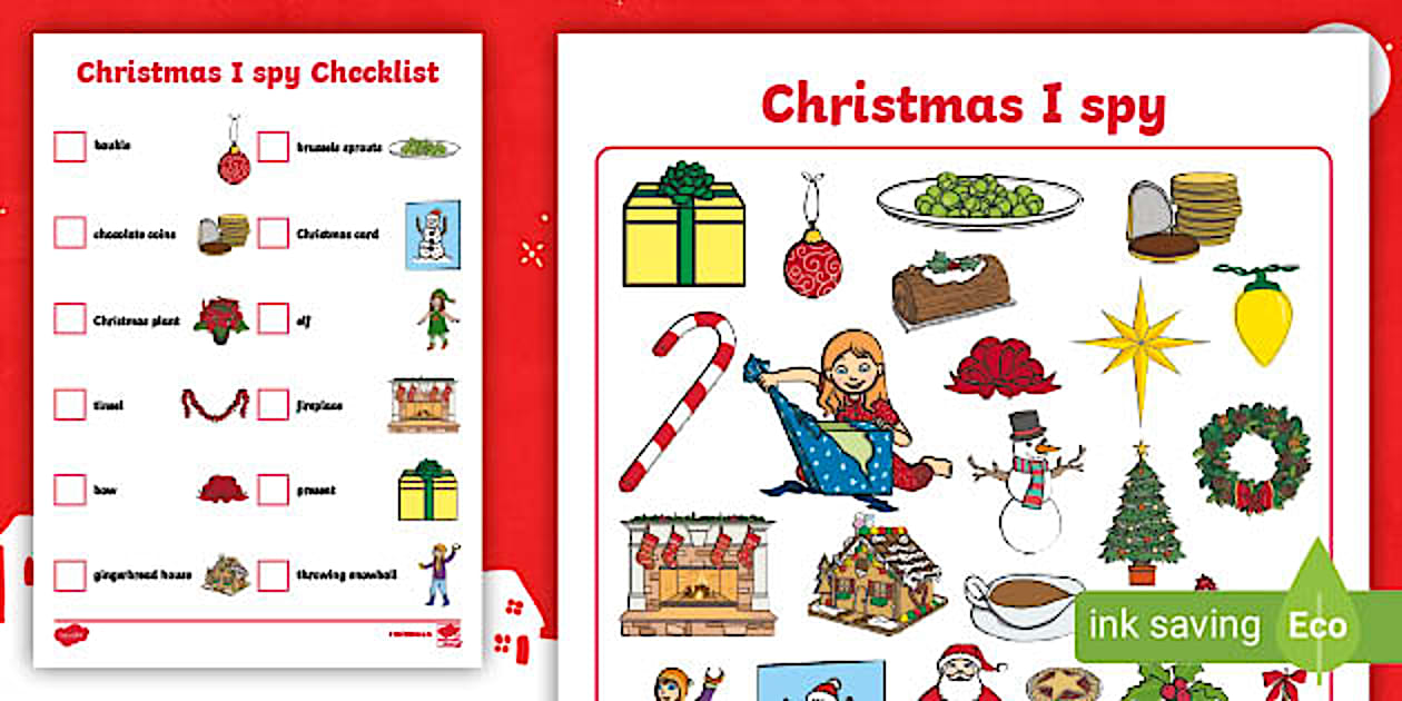 Black and White I Spy With My Little Eye Christmas Activity