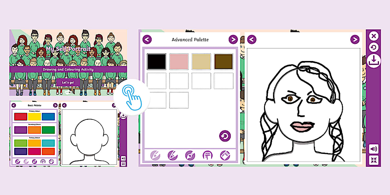 Self-Portrait Interactive Colouring (teacher made) - Twinkl