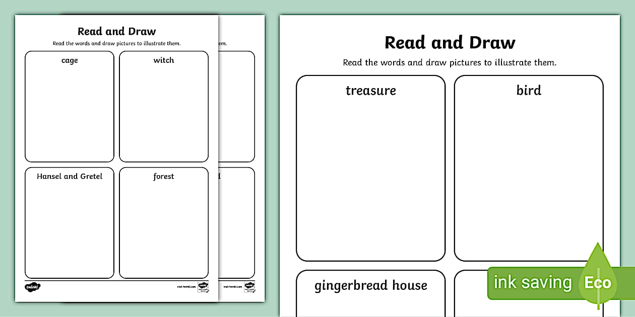 Hansel and Gretel Read and Draw Worksheet (teacher made)