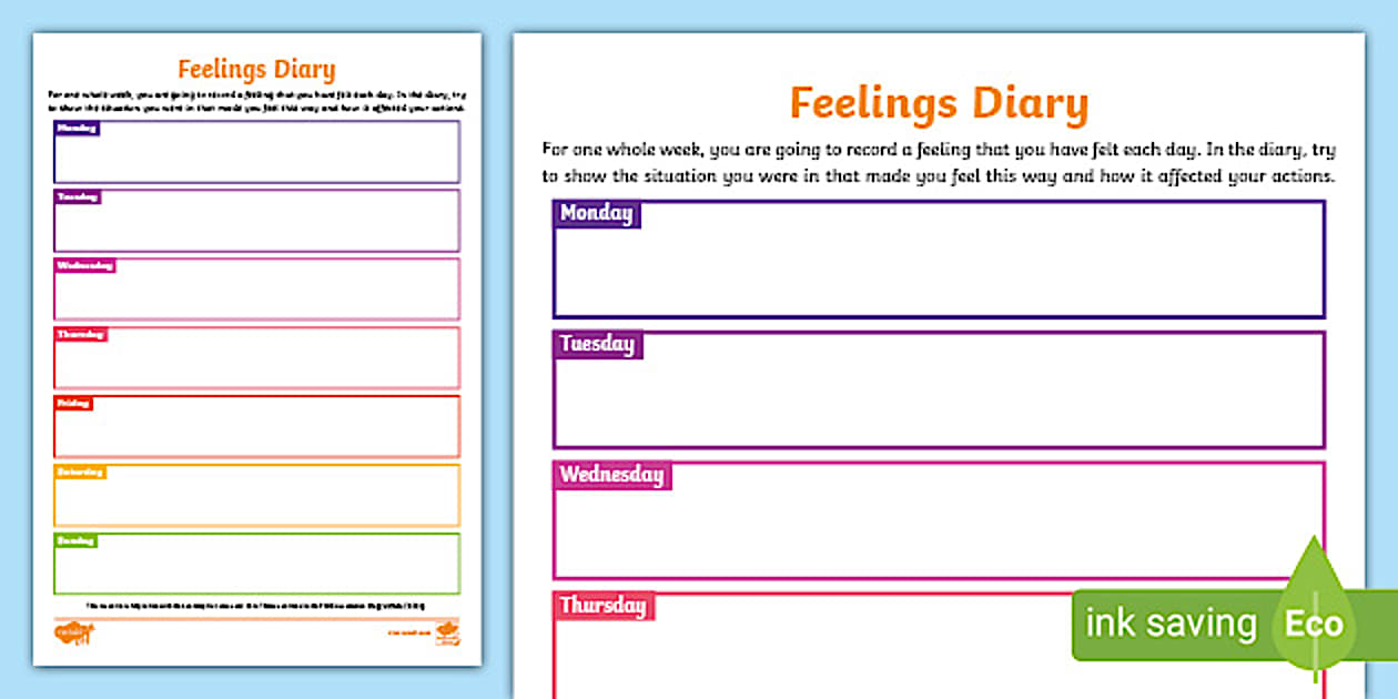 Feelings Diary (teacher made) - Twinkl