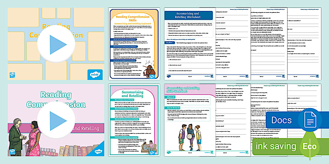 Reading Comprehension Skills Pack: Summarising and Retelling (Year 3-6)